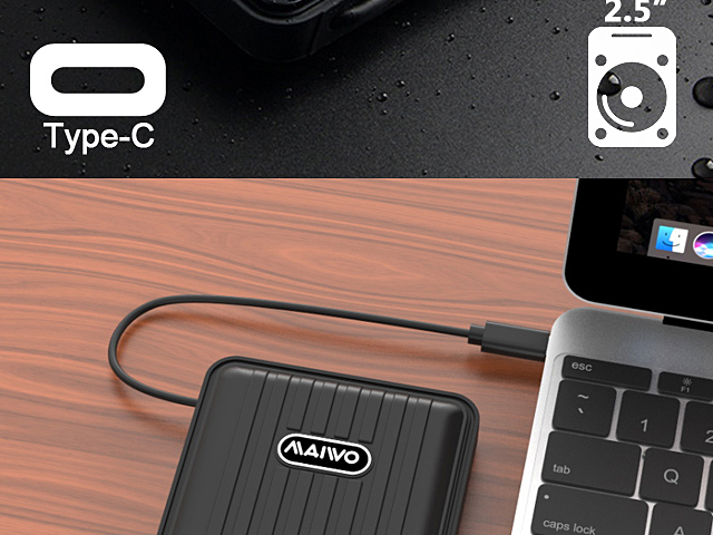 Rugged Waterproof Type-C 2.5" SATA HDD Enclosure