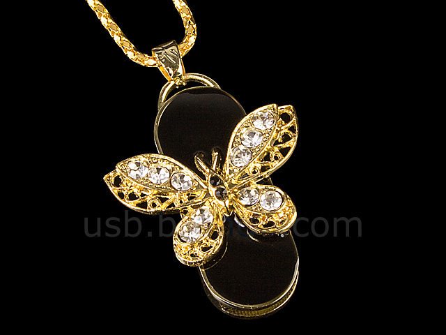 USB Jewel Gold Butterfly Necklace Flash Drive