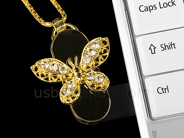 USB Jewel Gold Butterfly Necklace Flash Drive