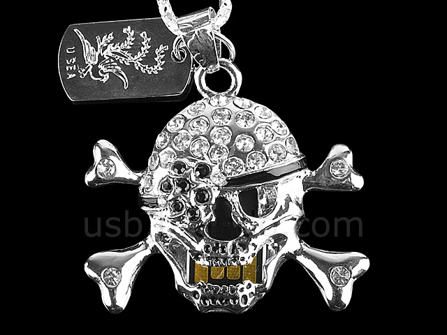 USB Jewel Pirate Skull Necklace Flash Drive
