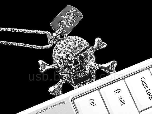 USB Jewel Pirate Skull Necklace Flash Drive